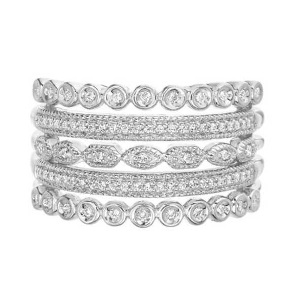 Luxe | Jewelry | 24 Ct Tw Diamond Multi Row Ring In Sterling Silver ...